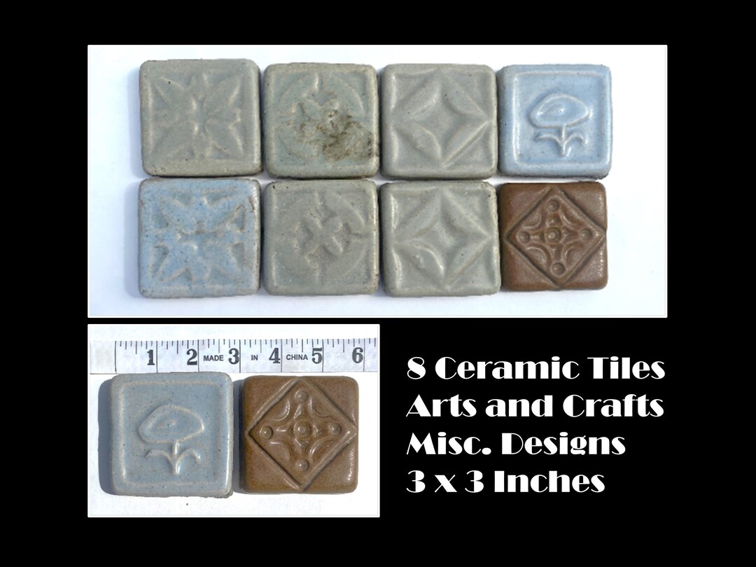8 Antique Arts and Crafts Tiles, Miscellaneous Colors & Patterns, 3 X 3 ...