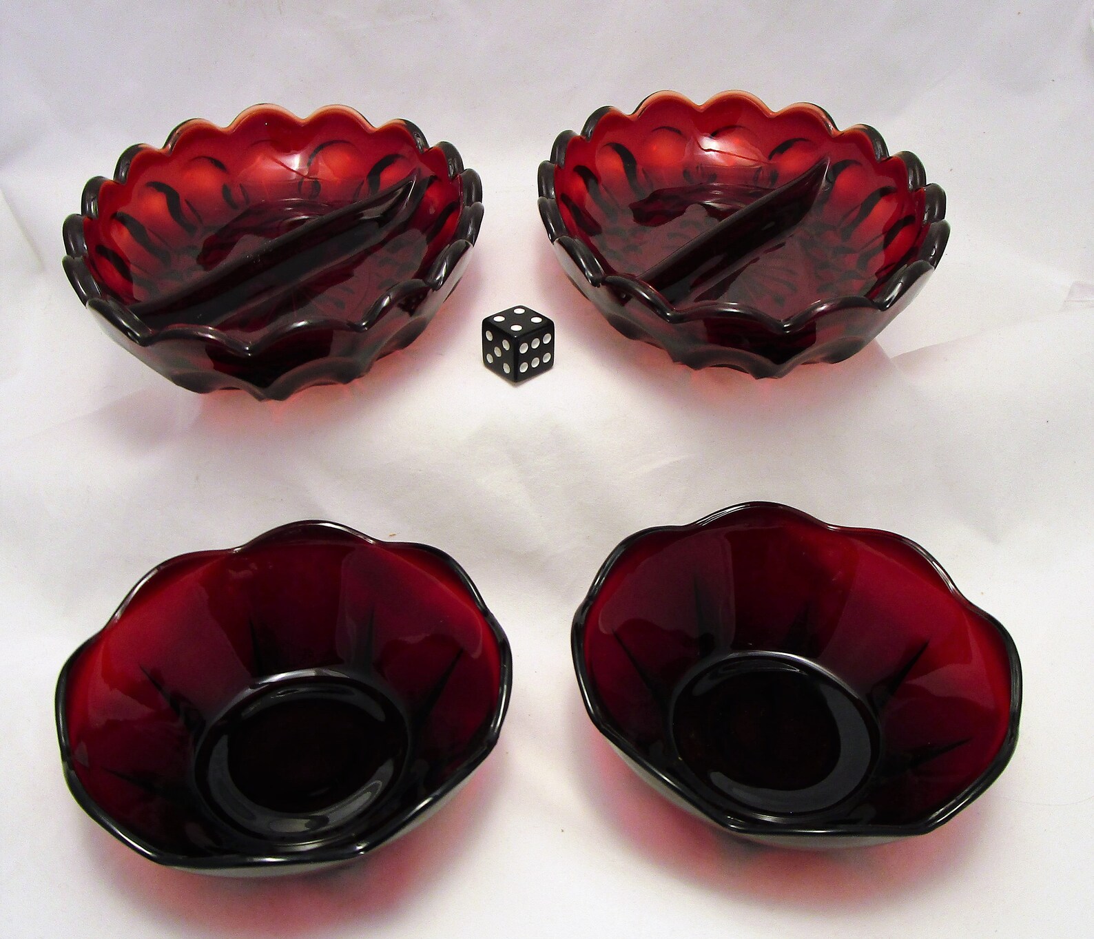 Ruby Red Candy Dish / Relish Bowl Set Two Anchor Hocking - Etsy