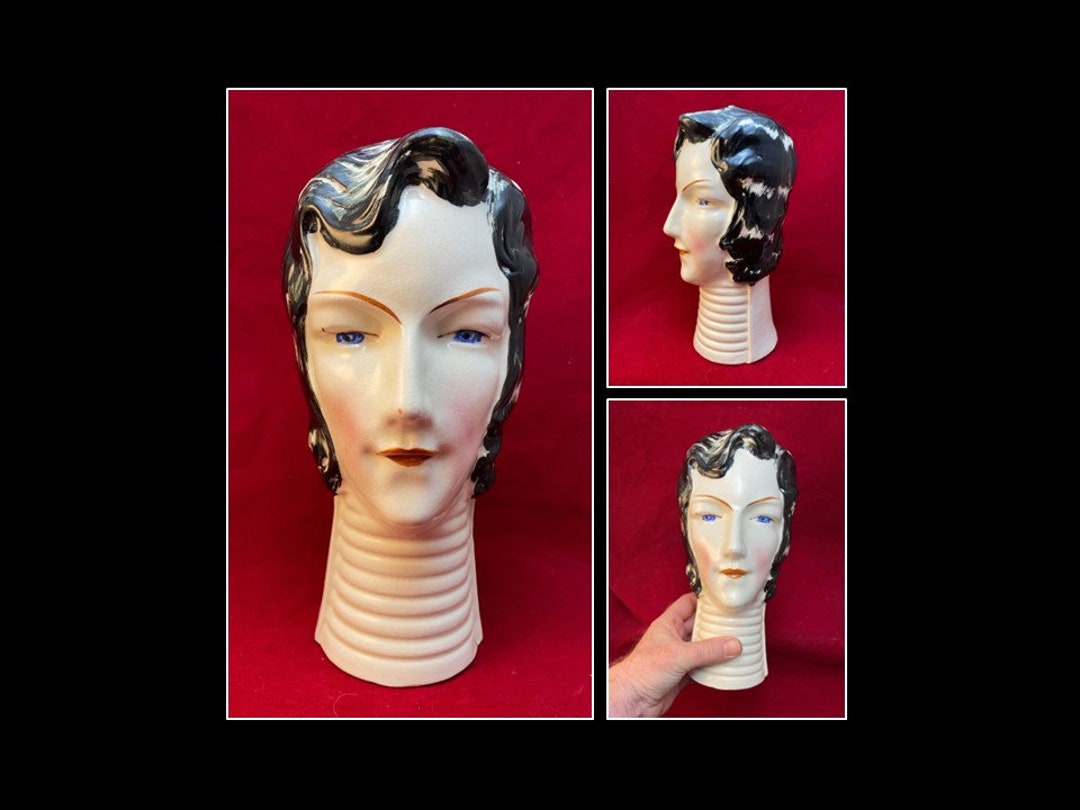 Art Deco Flapper Head Vase: Antique Kitsch Hat Stand, Made in Japan - Etsy