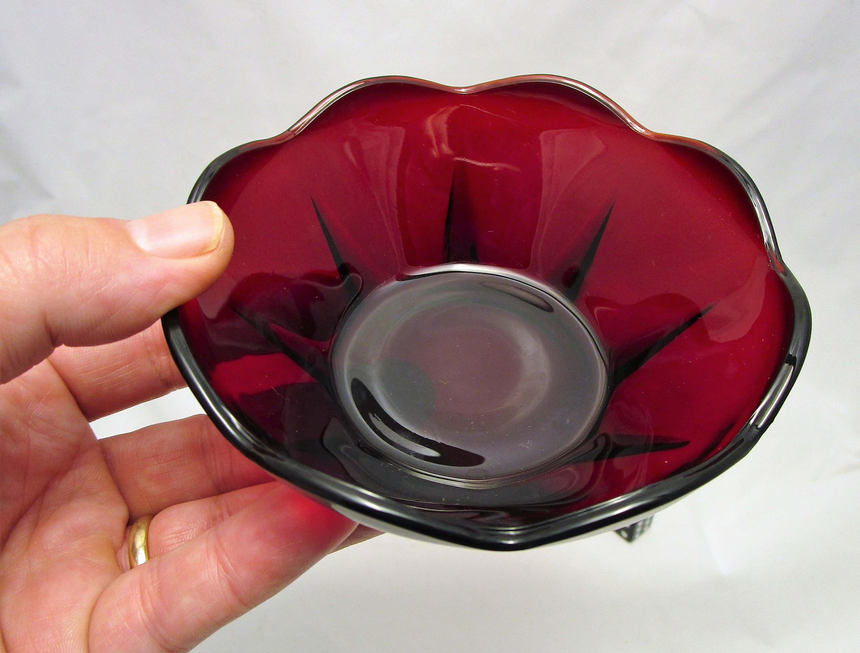 Ruby Red Candy Dish / Relish Bowl Set Two Anchor Hocking - Etsy