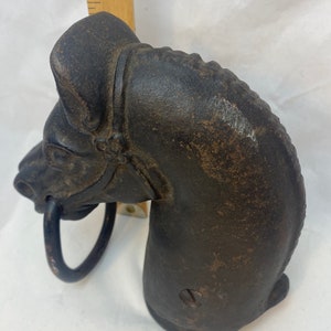 Antique Cast Iron Hitching Post Horse Head, Equestrian Horse Hitch Top ...