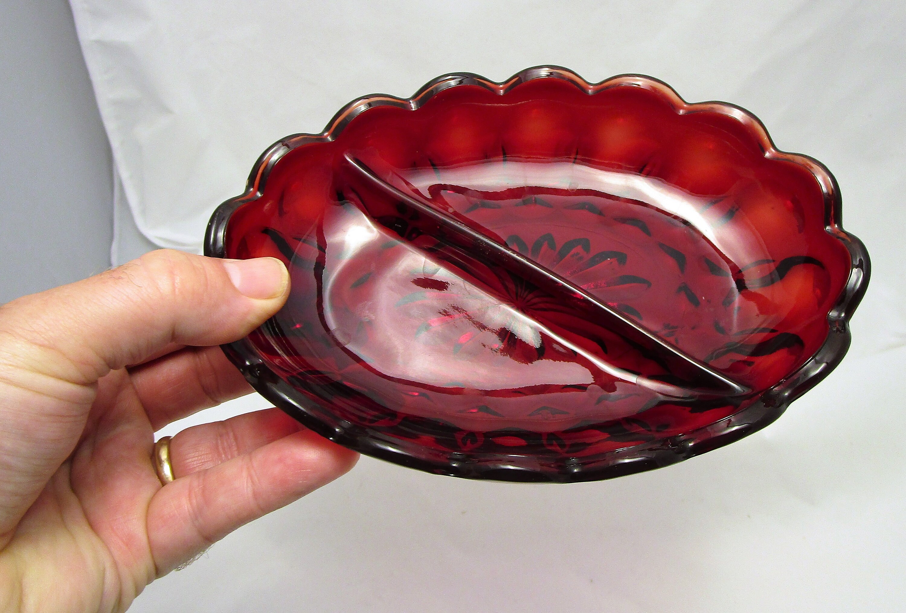 Ruby Red Candy Dish / Relish Bowl Set Two Anchor Hocking - Etsy