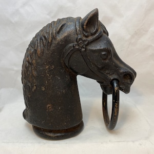 Antique Cast Iron Hitching Post Horse Head, Equestrian Horse Hitch Top ...