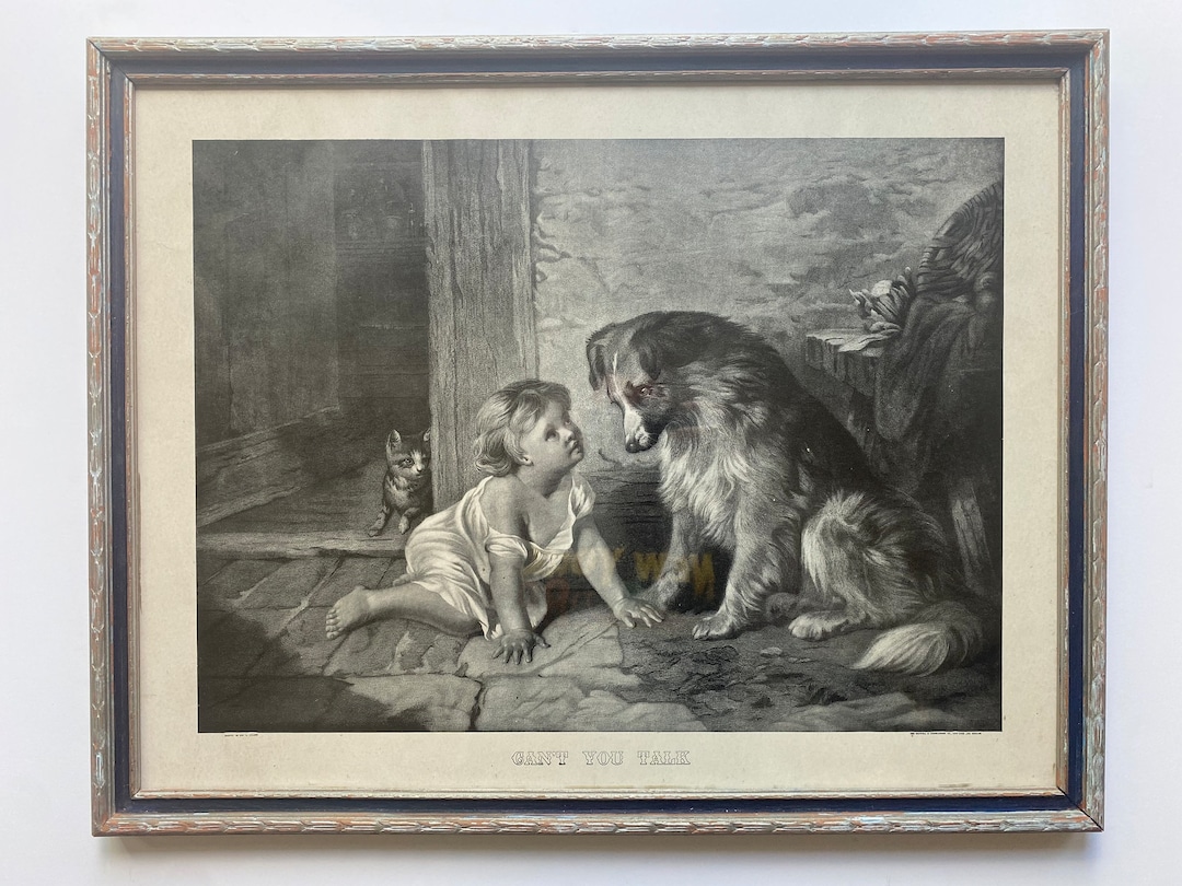 Antique can't You Talk Lithograph Collie Dog - Etsy Antique can't You Talk Lithograph Collie Dog - Etsy