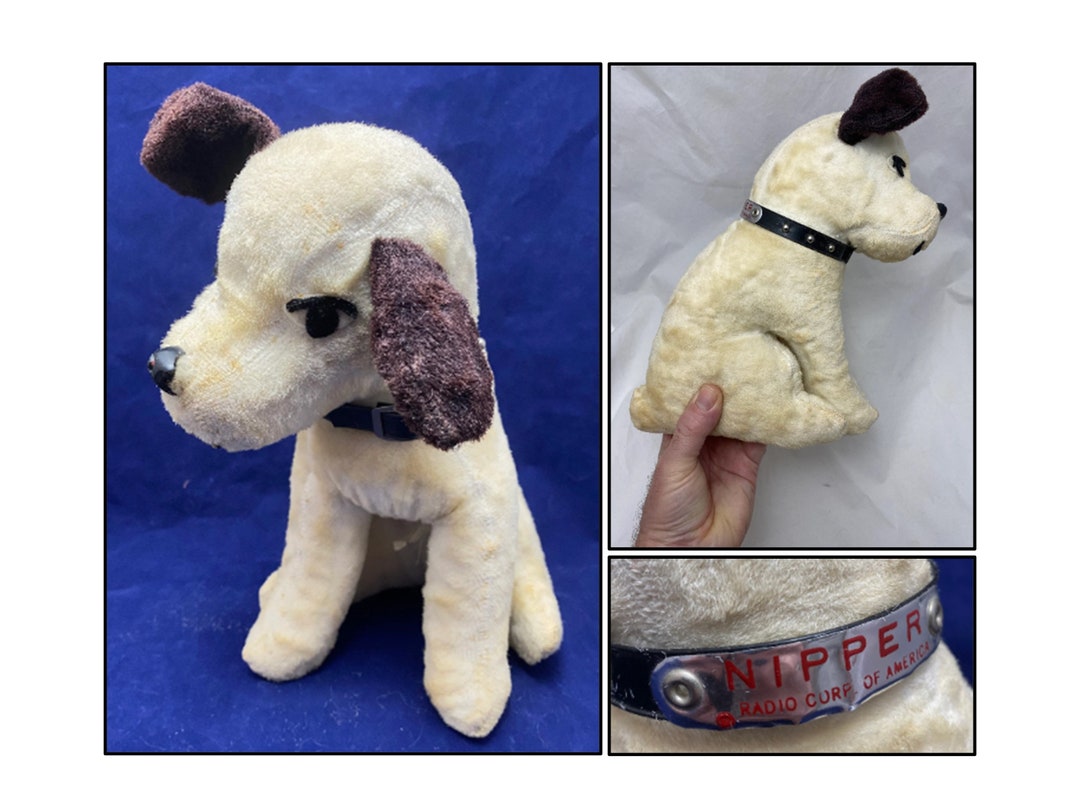 Vintage RCA Dog Plush Toy, Nipper the Dog, 9 Inch Vintage Plush Stuffed ...