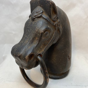 Antique Cast Iron Hitching Post Horse Head, Equestrian Horse Hitch Top ...