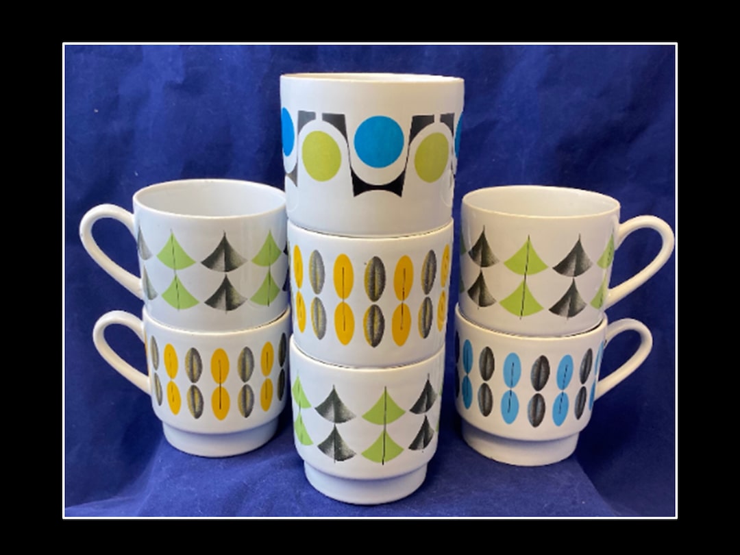 Tams Mid Century Modern Stacking Cups, 1966, Set of Seven Tams Chinine ...