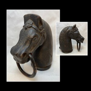 Antique Cast Iron Hitching Post Horse Head, Equestrian Horse Hitch Top ...