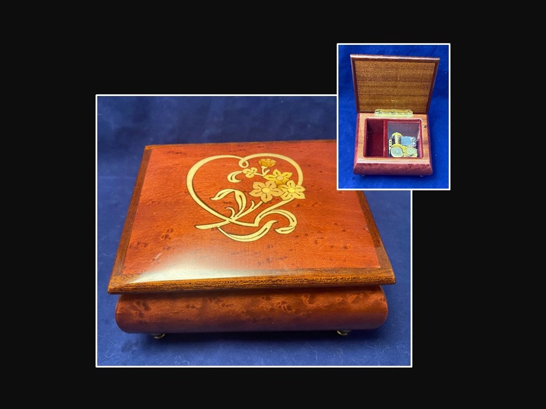 Italian Sorrento Wood Inlaid Music Box, "torna A Surriento," Floral and ...