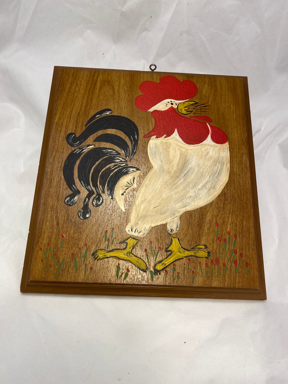 Rooster Plaque Hand Painted Wood Rooster Wall Hanging 1960s - Etsy