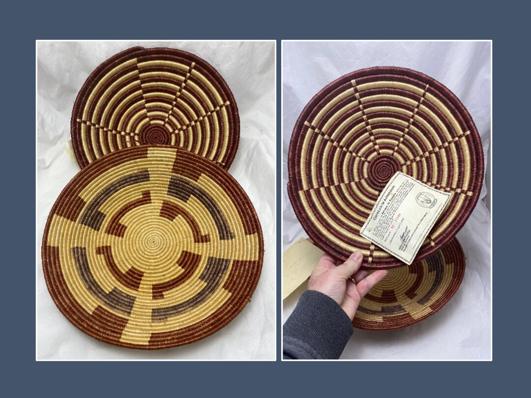 Handcrafted African Baskets, Two 12.5 Inch Patterned Woven Rwandan ...