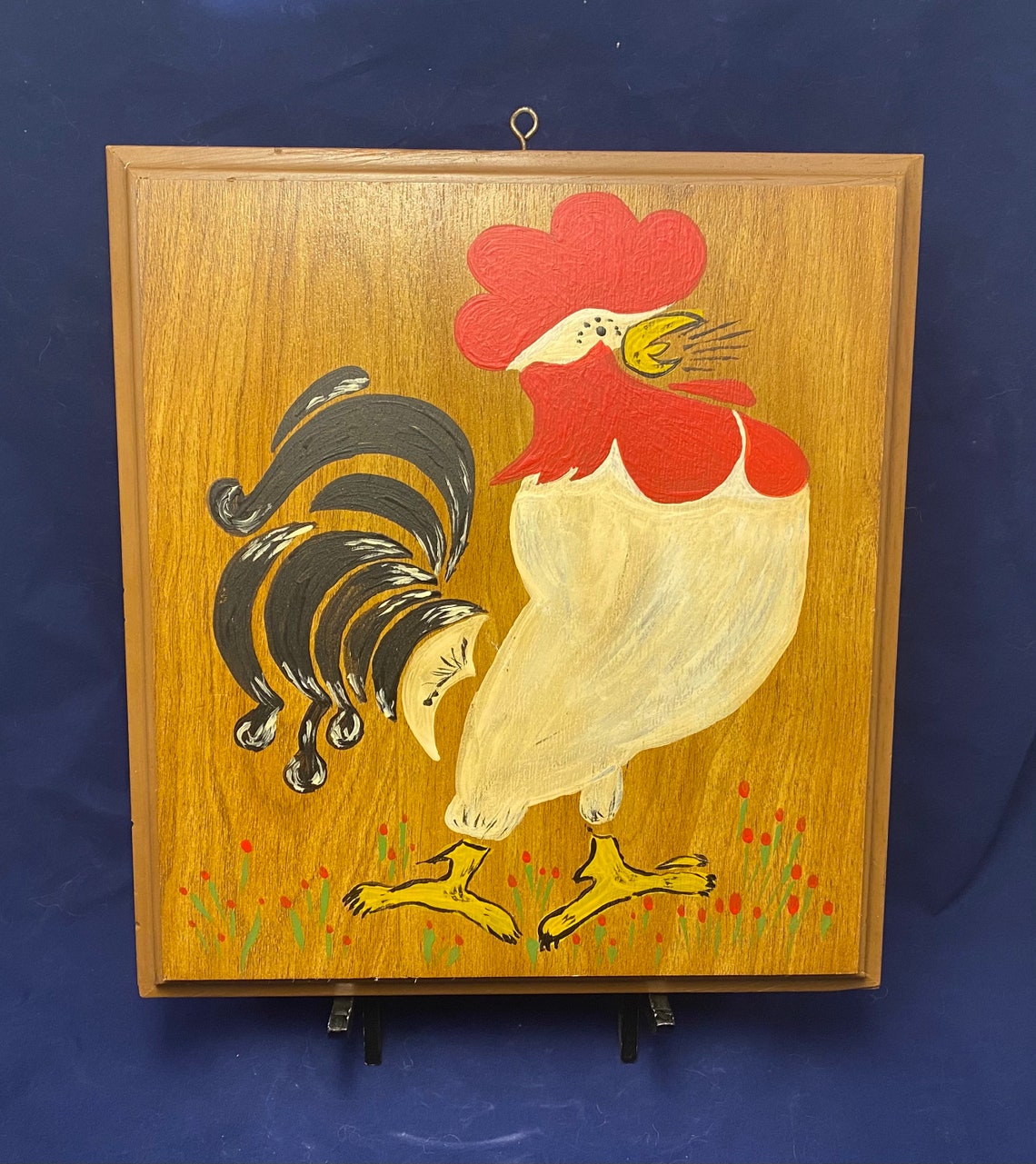 Rooster Plaque Hand Painted Wood Rooster Wall Hanging 1960s - Etsy