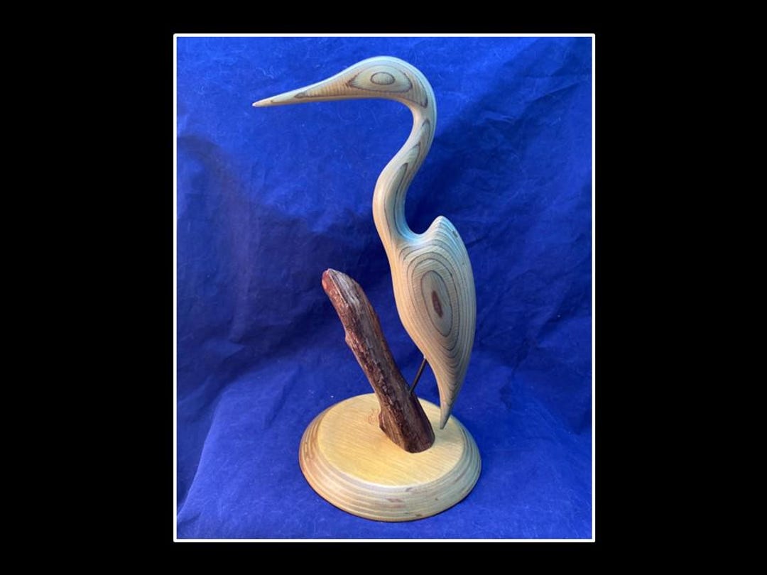 Hand Carved Heron Sculpture: Signed George Edenfield Driftwood Art - Etsy