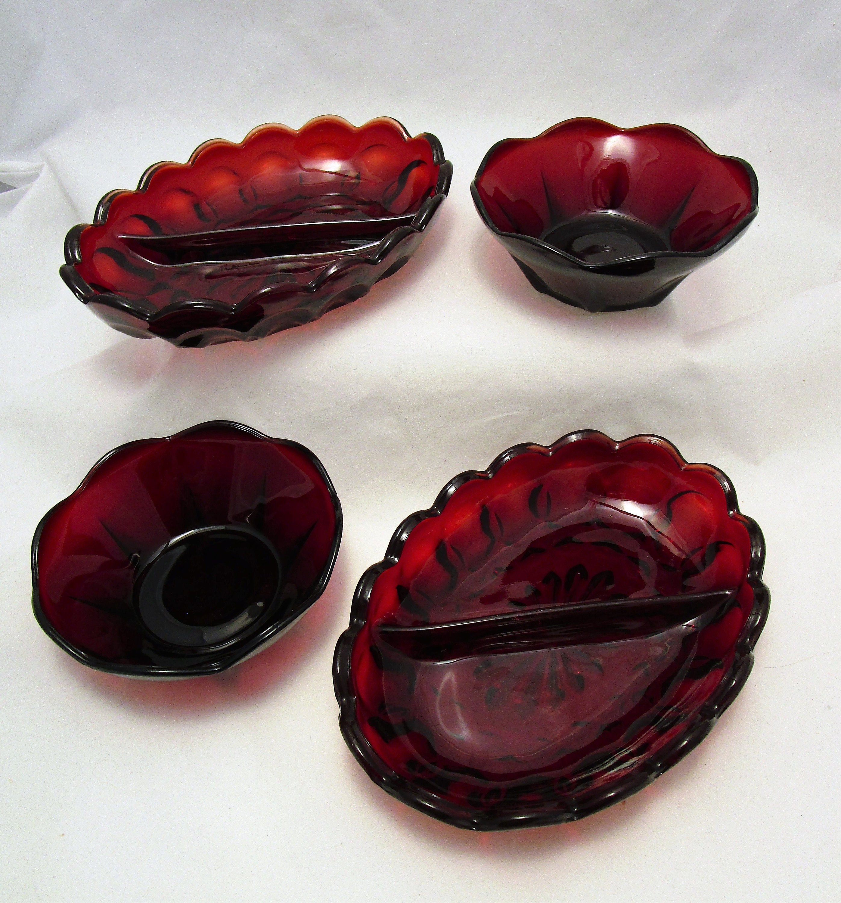 Ruby Red Candy Dish / Relish Bowl Set Two Anchor Hocking - Etsy