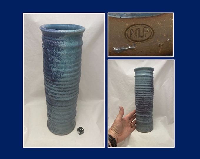 Narrow Land Pottery 12 Inch Coil Vase, Blue Studio Pottery Vase, Joe ...