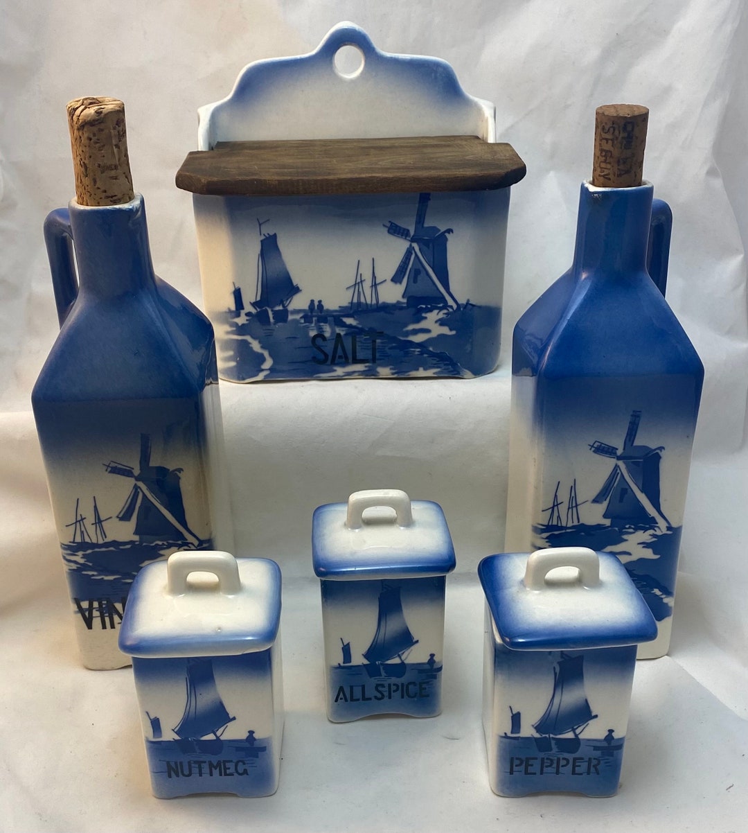 Antique Ditmar Urbach Kitch Set W Salt Box, Oil & Vinnegar and 3 ...