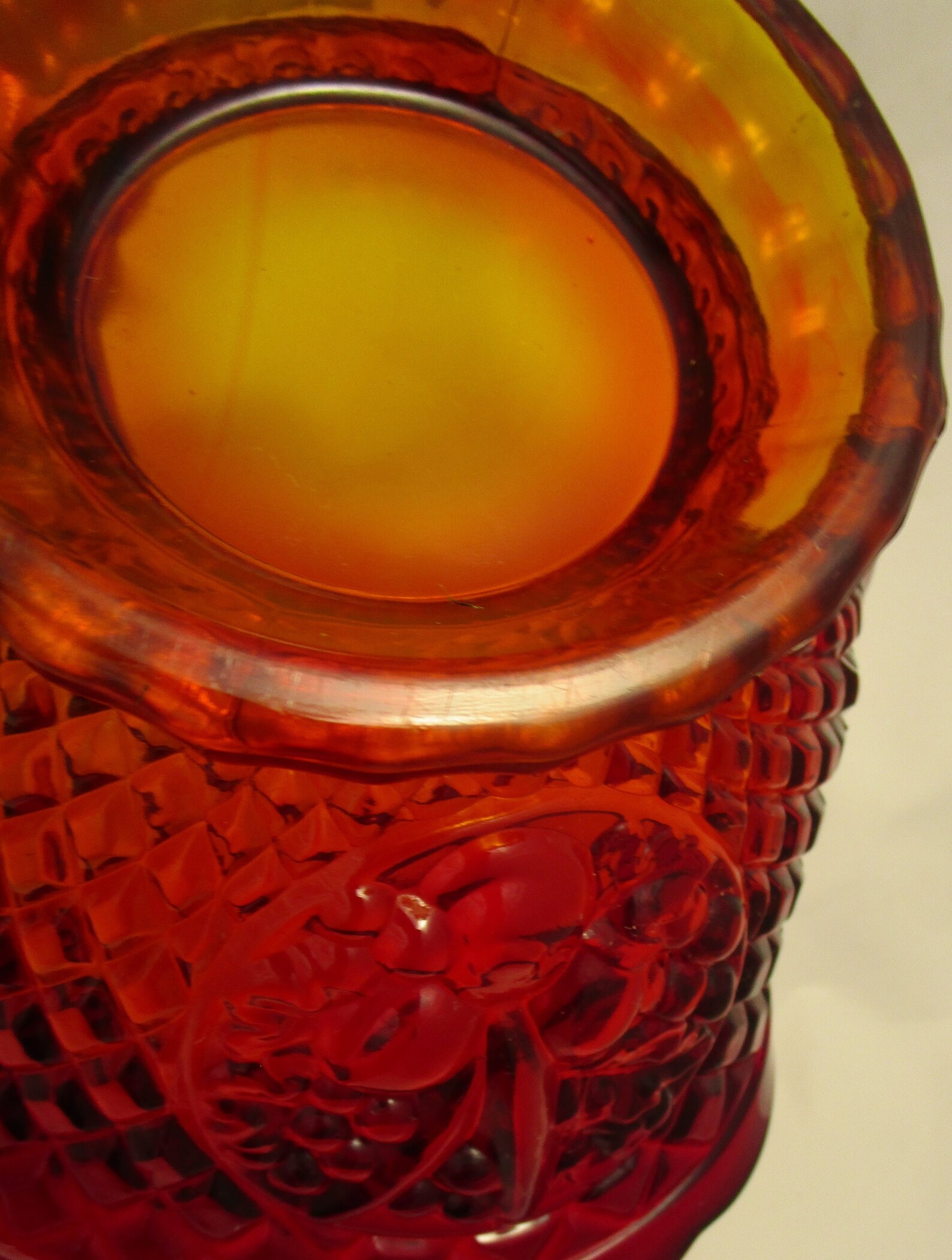 Large Indiana Glass Amberina Glass Basket, Canturbury Sunset Pattern ...