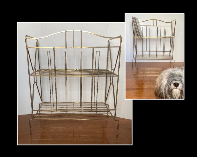 Vintage Two Tier LP Record Album Rack, Holds 200 Albums, Steel Wire ...