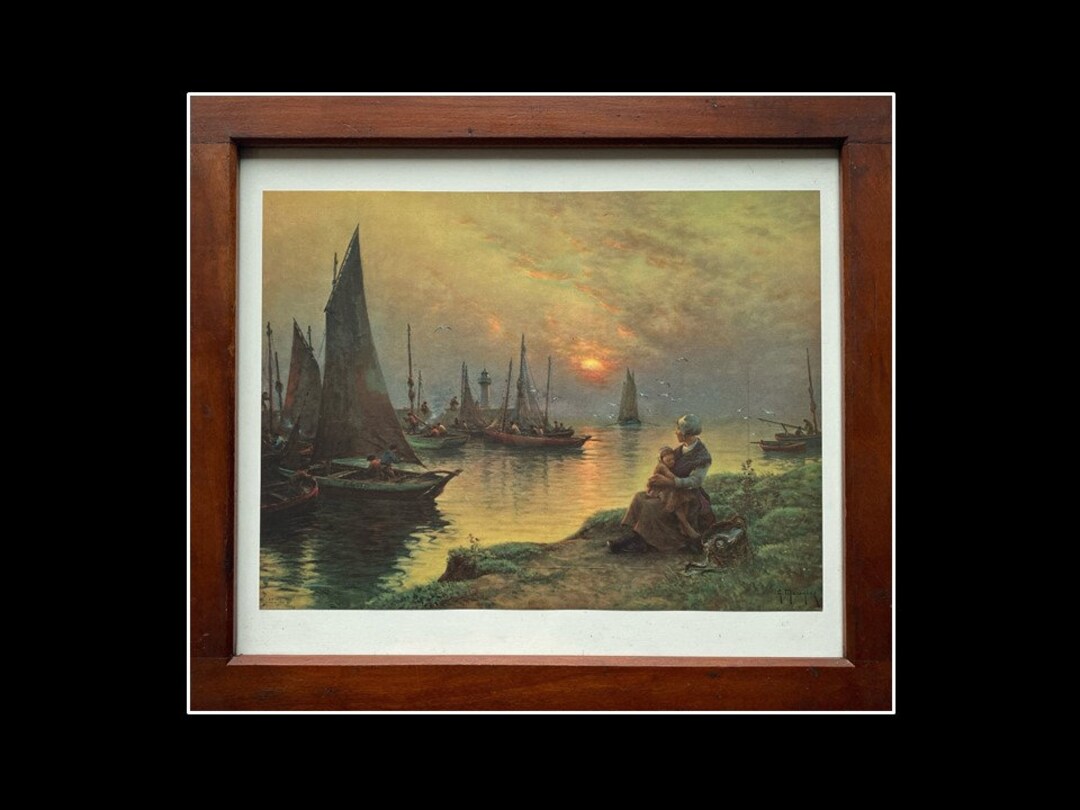 Georges Maroniez, "awaiting Return," Old Issue Antique Print, Luminous ...