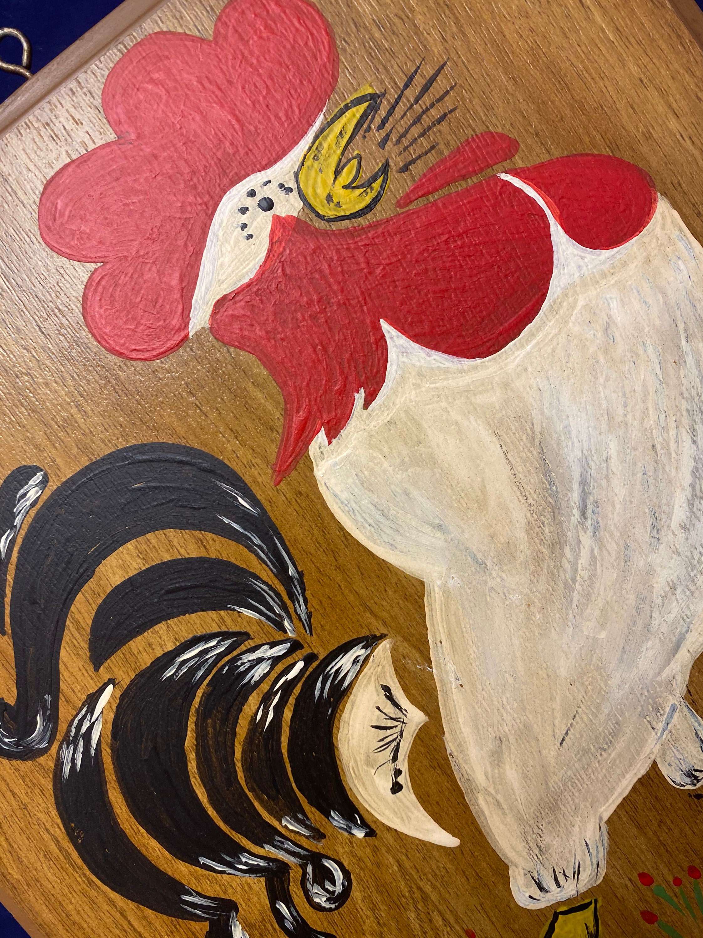 Rooster Plaque Hand Painted Wood Rooster Wall Hanging 1960s - Etsy
