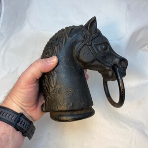 Antique Cast Iron Hitching Post Horse Head, Equestrian Horse Hitch Top ...