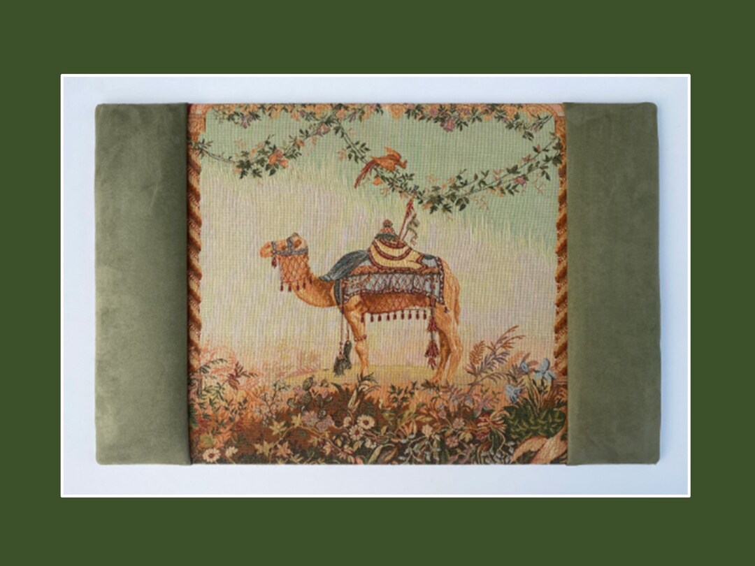 Victorian Camel Tapestry Desk Pad, Jacquard Loom Writing Pad, Velvet ...