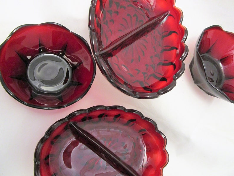 Vintage Anchor Hocking Royal Ruby Relish and Berry Bowl Set - Etsy