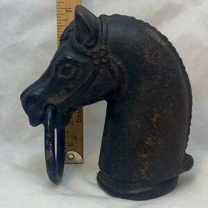 Antique Cast Iron Hitching Post Horse Head, Equestrian Horse Hitch Top ...