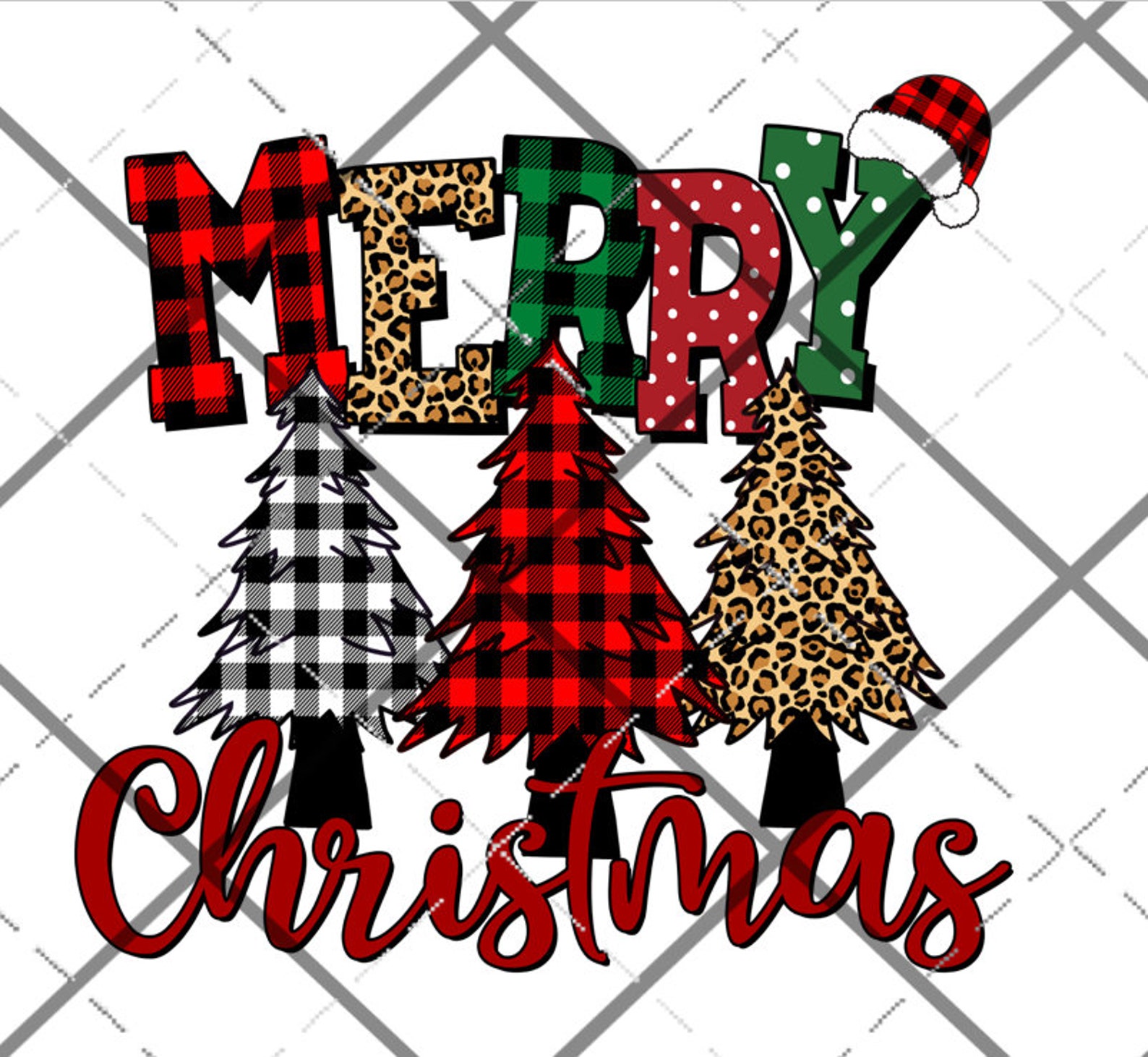 Merry Christmas Waterslide for Tumblers Plaid Waterslide - Etsy