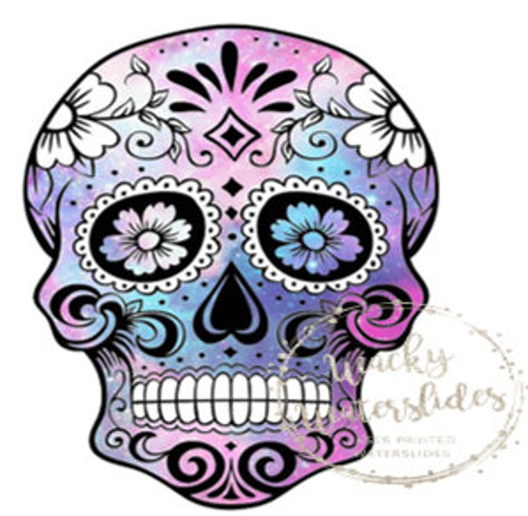 PRINTED White Waterslide for Tumblers, Sugar Skull Waterslide ...