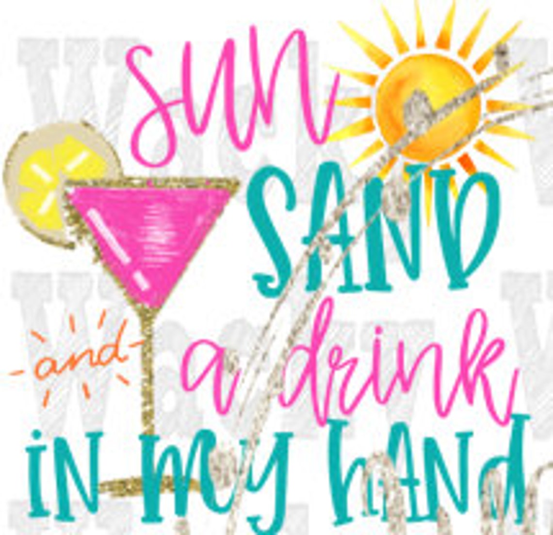 Sun Sand and a Drink in My Hand Clear Waterslide for Tumblers - Etsy