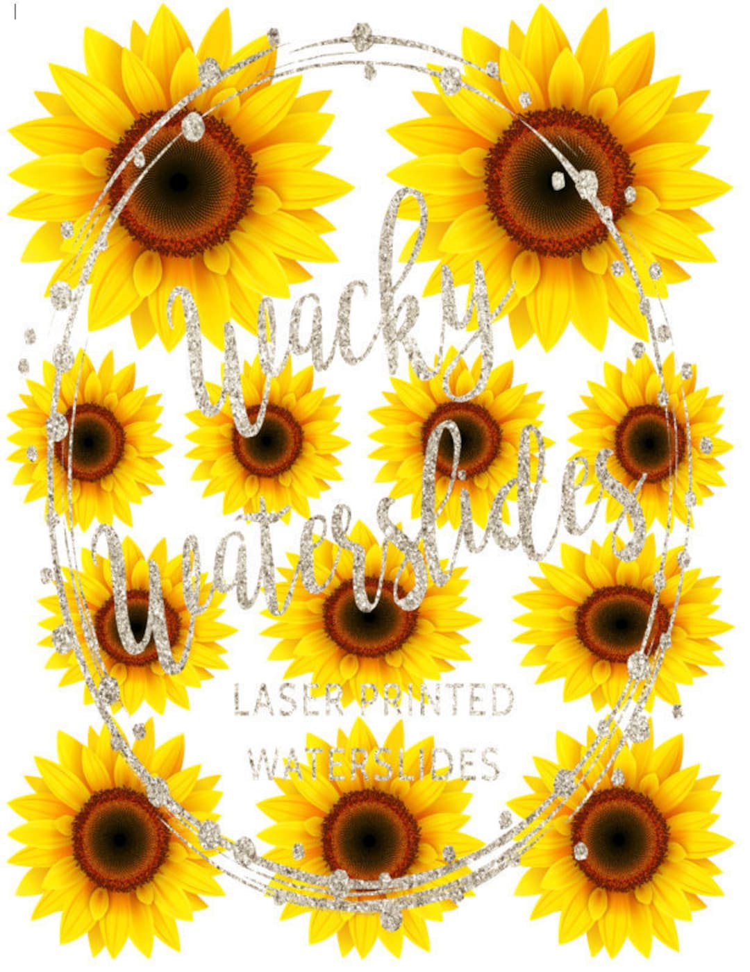 PRINTED WHITE Sunflower Waterslide for Tumblers, Full Sheet of ...