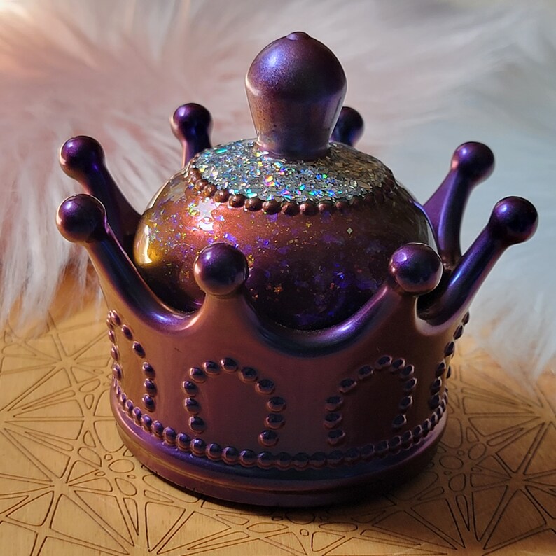 Glitter Crown Jar With Lid Handmade, Color Shifting, Trinkets, Jewelry ...