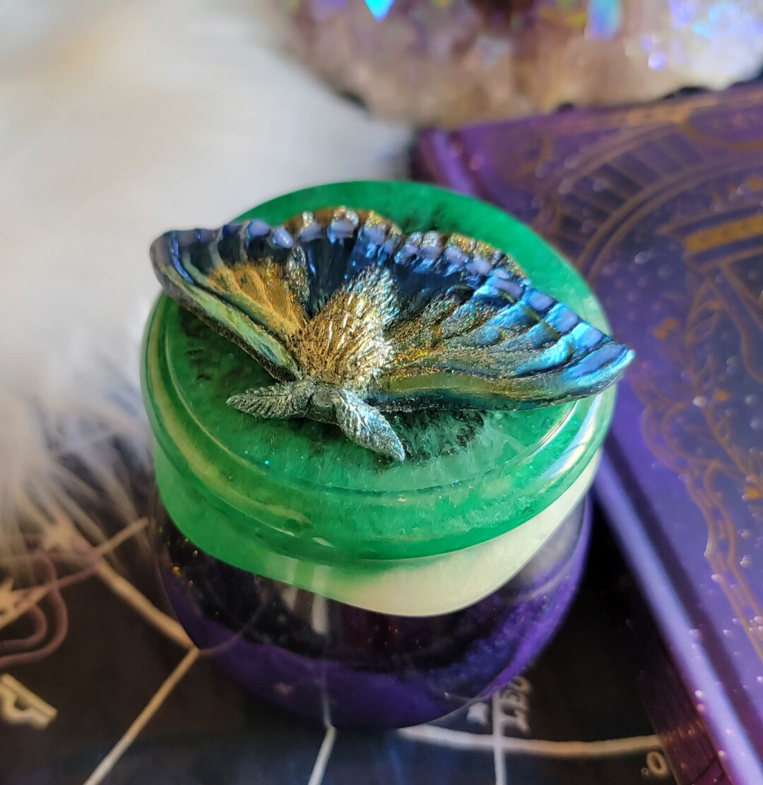 Glittery Emperor Moth Jar With Screw Top Lid, Altar Decor, Witchy Decor ...