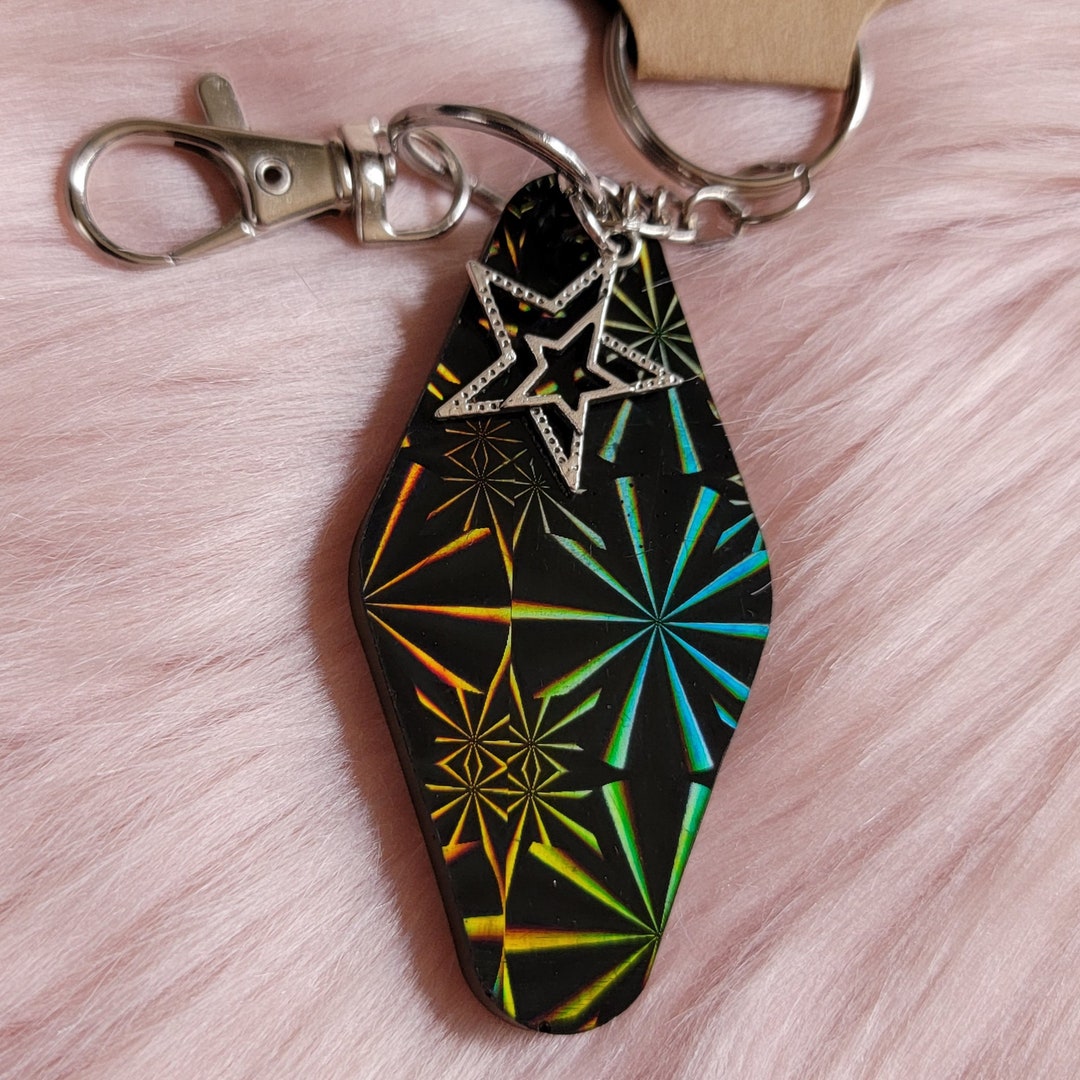 Psychedelic Keychain With Optical Illusion, Celestial Charms ...
