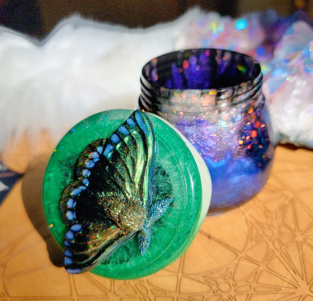 Glittery Emperor Moth Jar With Screw Top Lid Altar Decor - Etsy