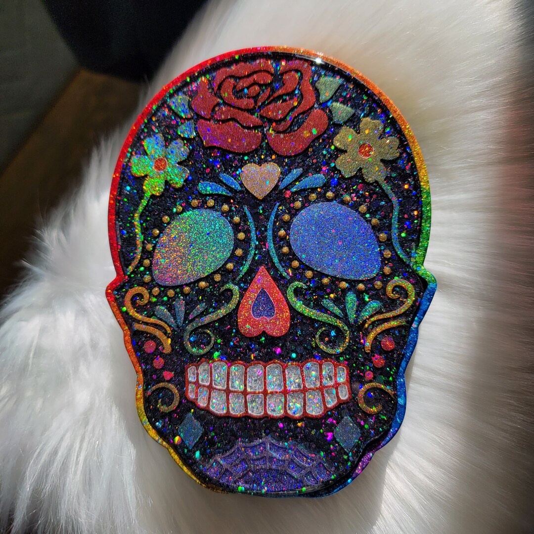 Sugar Skull Box W Lid, Super Sparkly, Day of the Dead, Jewelry Box ...