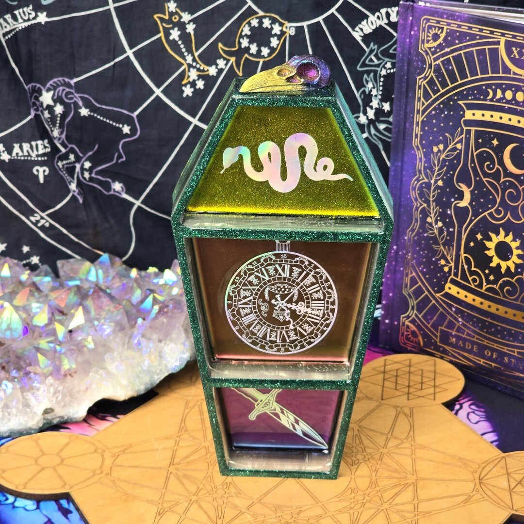 Light up Coffin Shelf With Ravens Skull, Holographic, Trinket Display ...