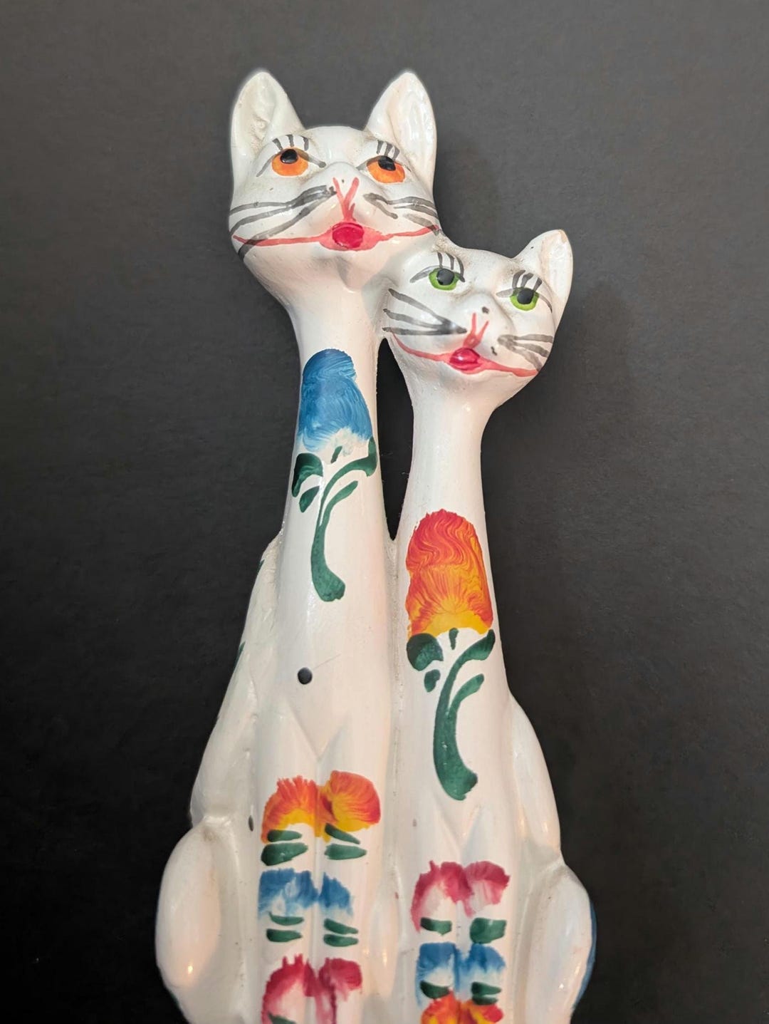 Hand Painted, Vintage, Long Neck Cat and Kitten - Etsy
