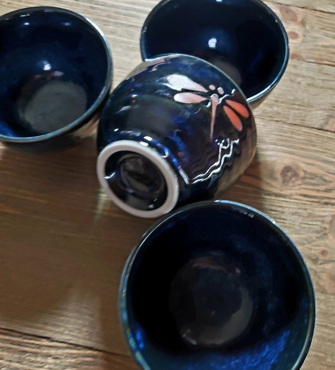 Teavana Blue Night Dragonfly Tea Cups Set of 4 - Etsy