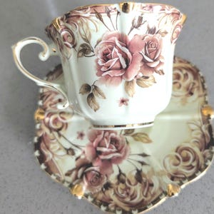 Rose Pattern Kingsin Porcelain Cup and Saucer Set. - Etsy