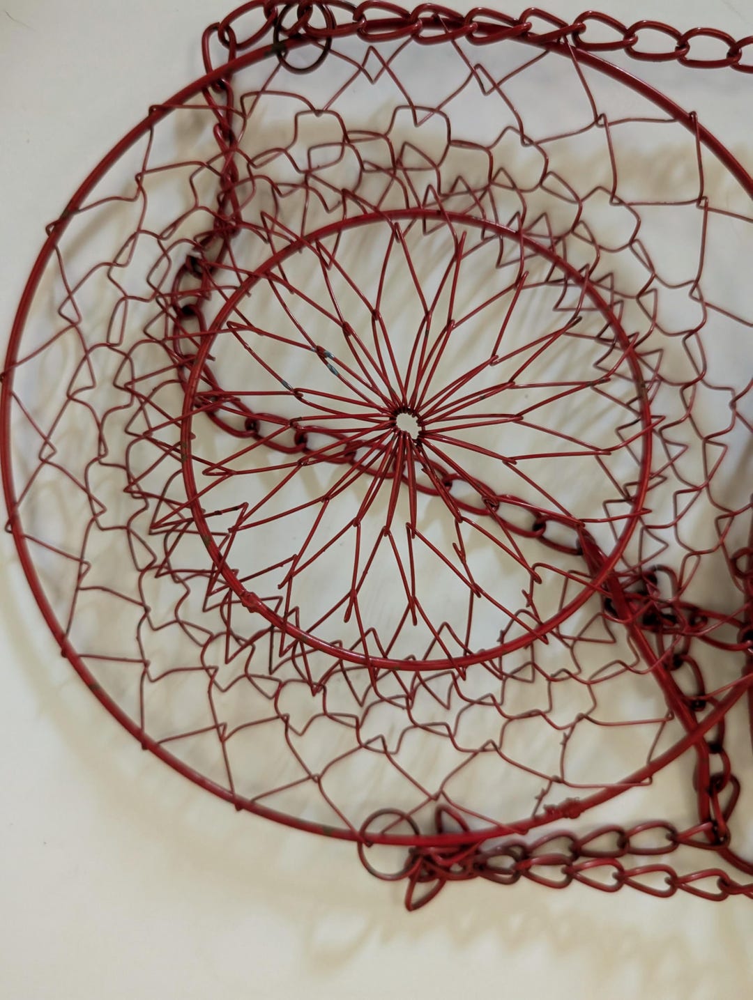 Vintage 3 Tier Red Wire Hanging Basket - Etsy