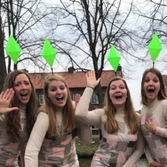 4 x Huge Sims Plumbob Headband Party Pack Life Size Light Up Mood Plum Bob Headwear Sim Costume Hat The Halloween Comic Con Outfit