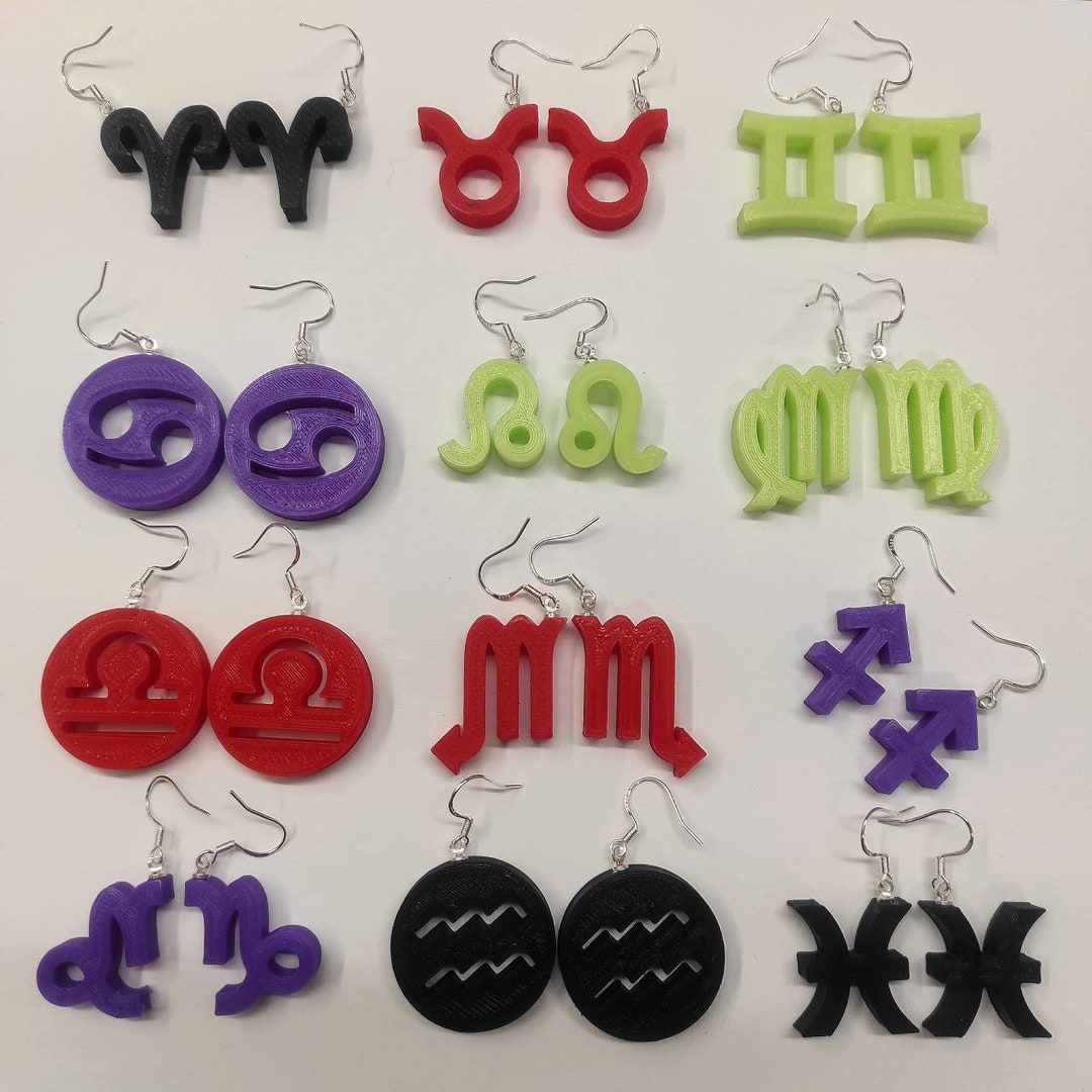 Zodiac Earrings Pair / Star Sign Jewellery / Horoscope / Rising Sun ...