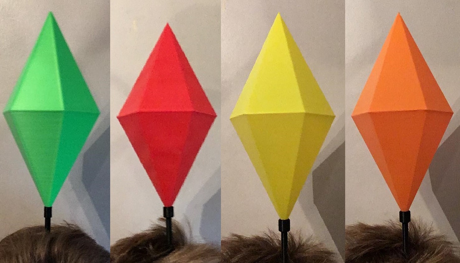 4 X HUGE Sims Plumbob Headband PARTY PACK / Life Size Light up Mood ...