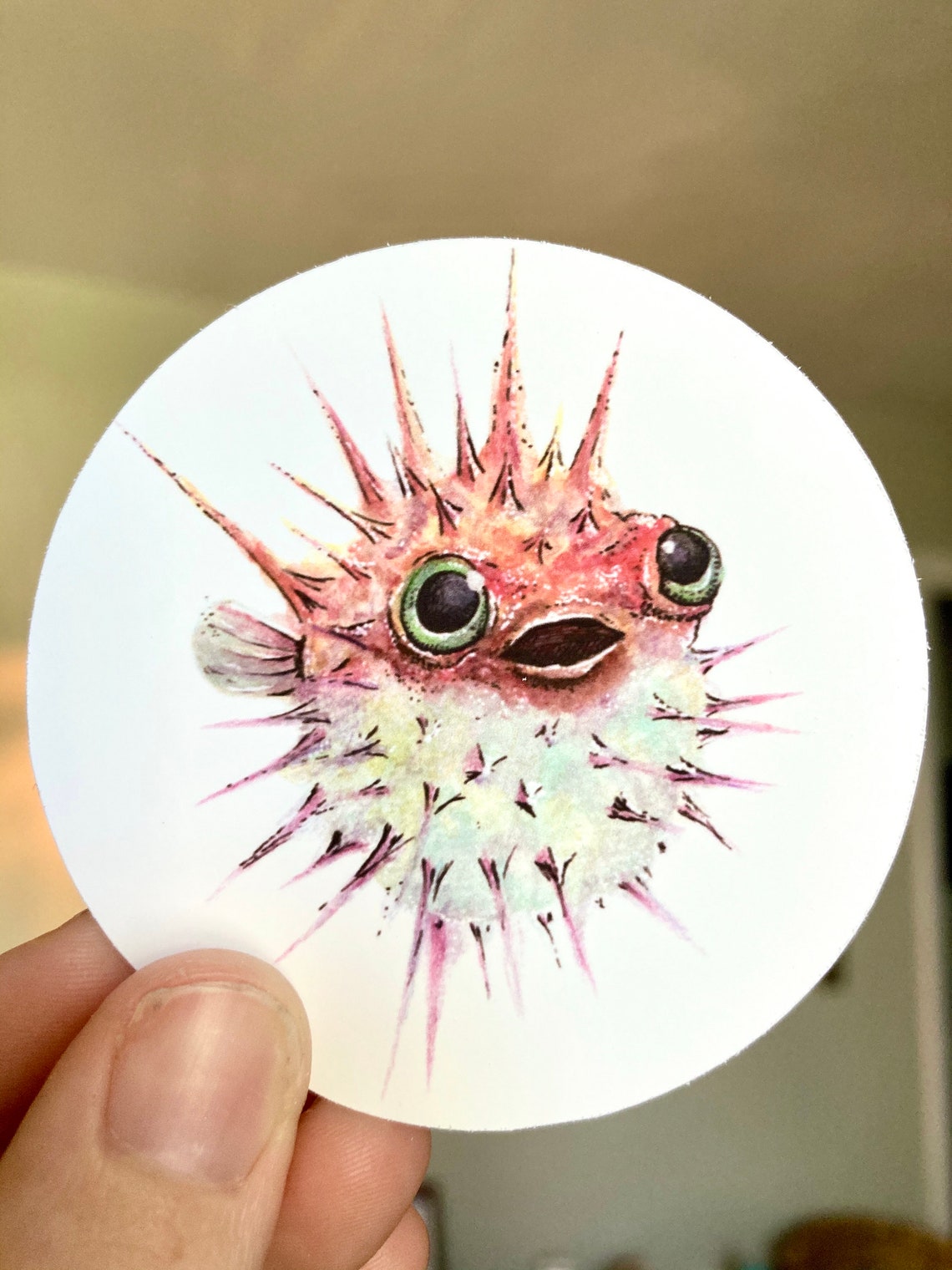 Puffer Fish Vinyl Sticker 2.5-in in size weatherproof | Etsy