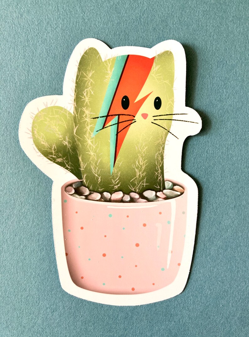 Stardust Cactus Vinyl Stickers - Cute Nopal Cat Cactus Matte Vinyl ...