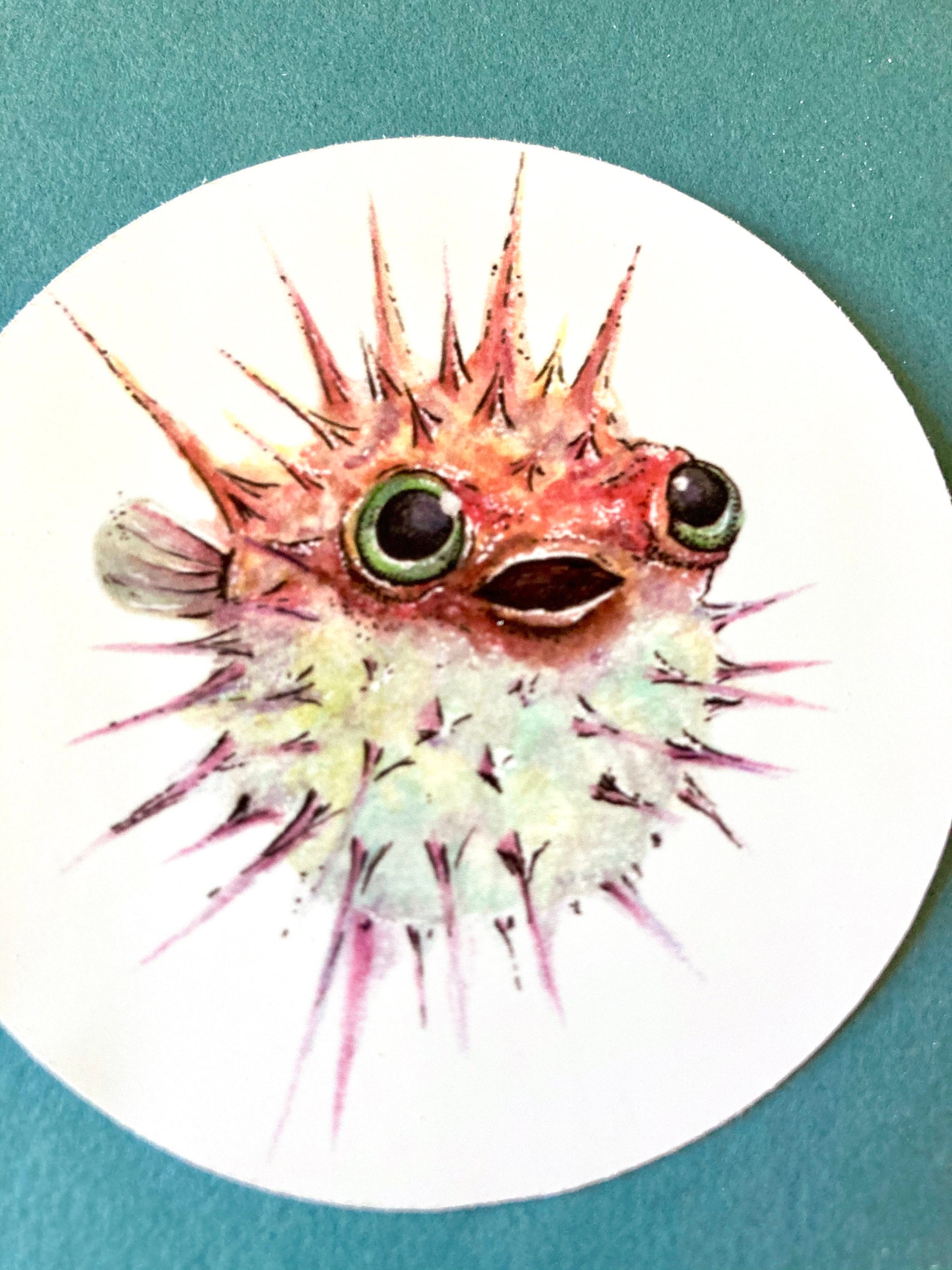 Puffer Fish Vinyl Sticker 2.5-in in size weatherproof | Etsy