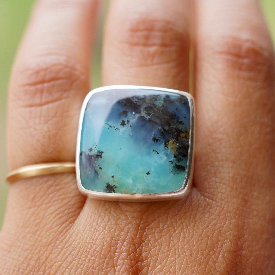 Ocean! Custom Peruvian Opal Ring or Pendant in 925 Sterling Silver ...