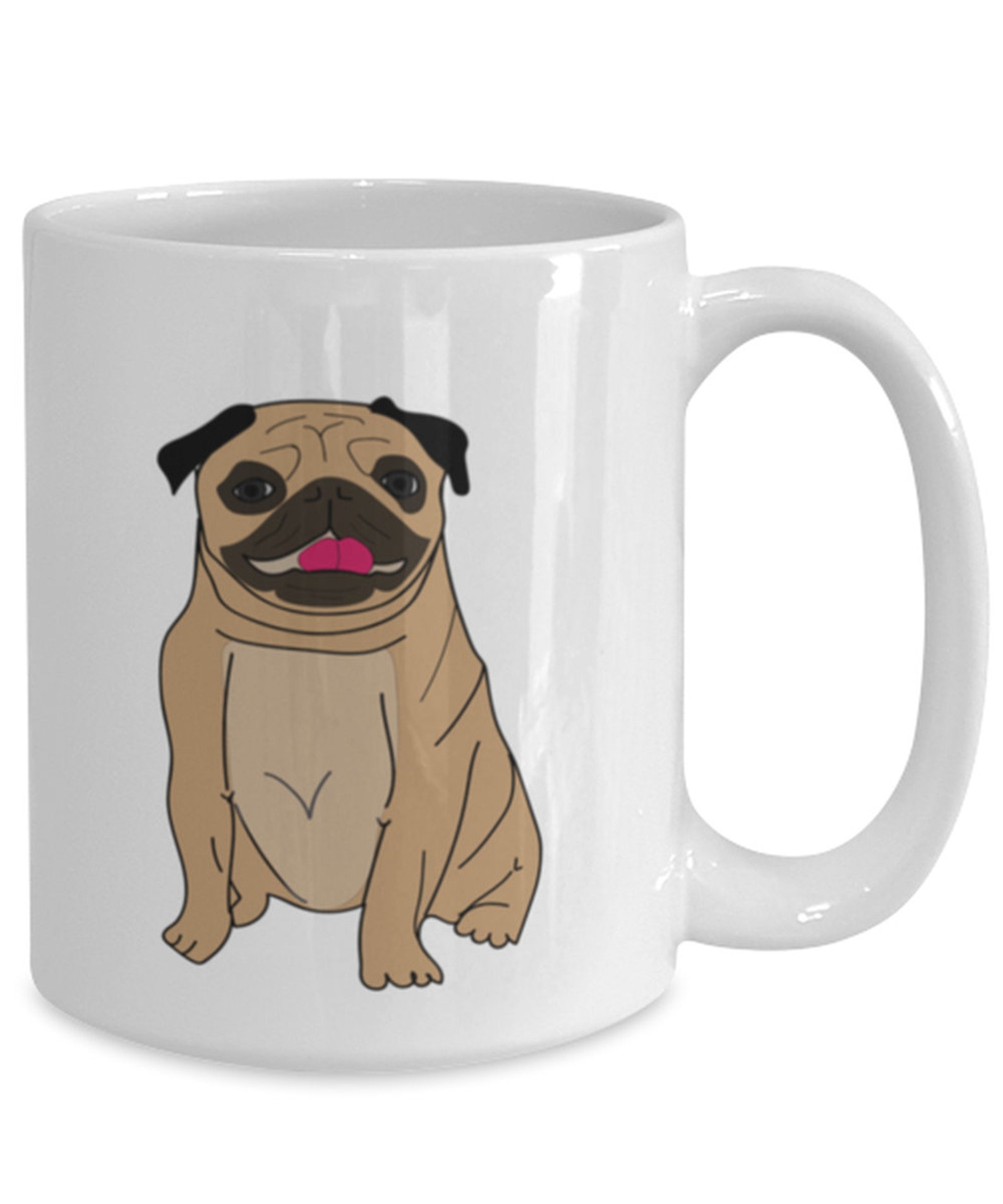 Pug Dog Mug Love My Pug White Ceramic Coffee Cup 15 Oz Pug - Etsy
